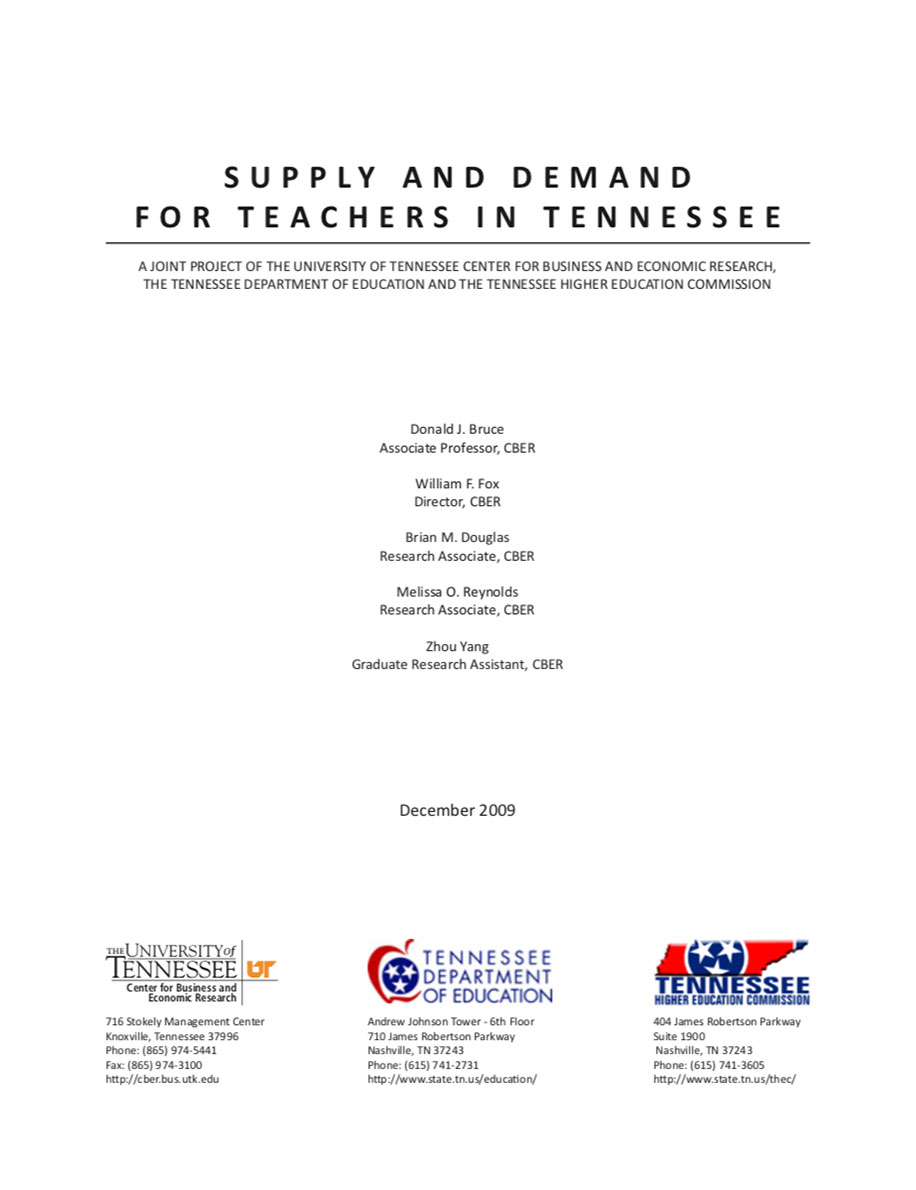 Supply and Demand for Teachers in Tennessee : Publication - Haslam ...